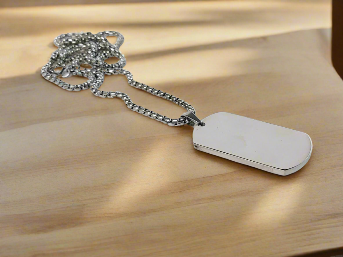 3 mm Thick Custom Engraved Steel Engraved Army Tag Dog Tag Chain for M